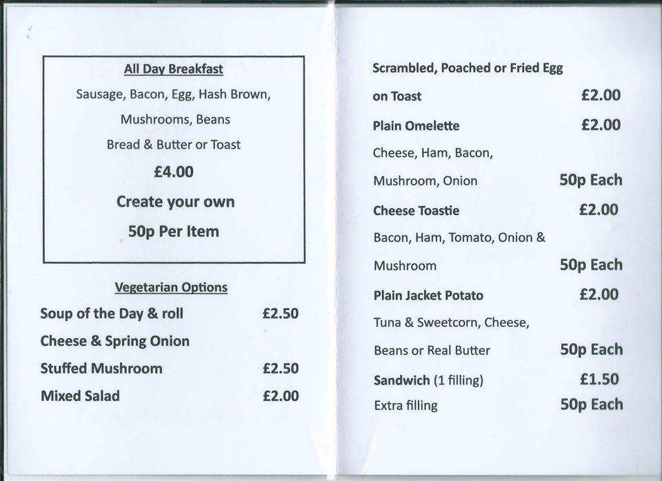Menu at Cosy Corner Cafe, Basingstoke