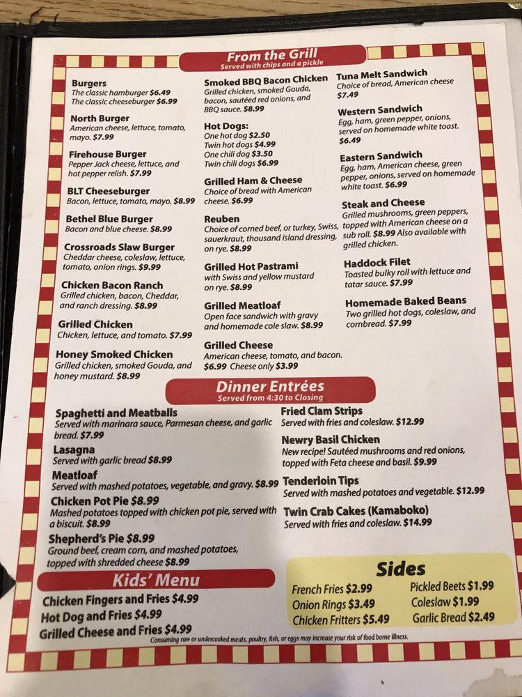 Menu at Crossroads Diner restaurant, Bethel, 24 Mayville Rd