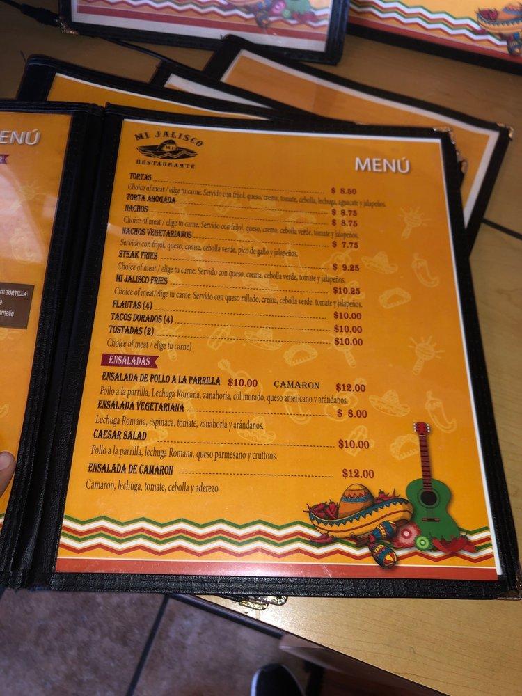 Menu at Mi Jalisco Restaurante, Vallejo