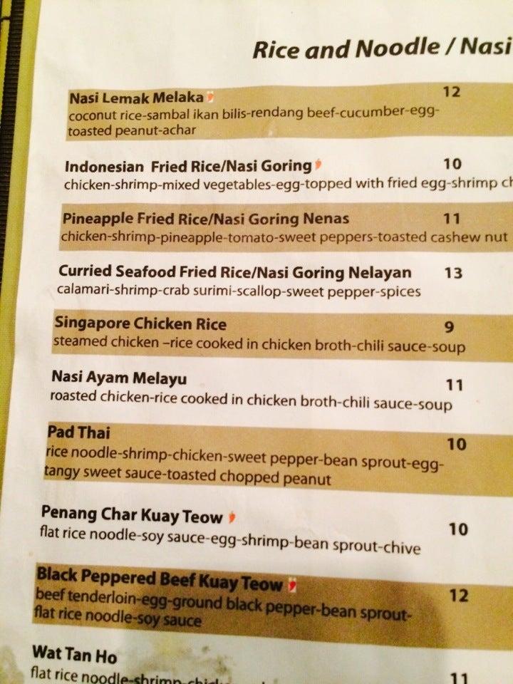 Menu at Restoran Malaysia restaurant, Richmond Hill
