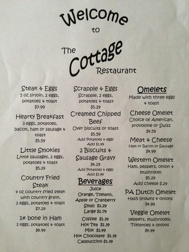 Menu at The Cottage Restaurant, Lamar, Nittany Valley Dr