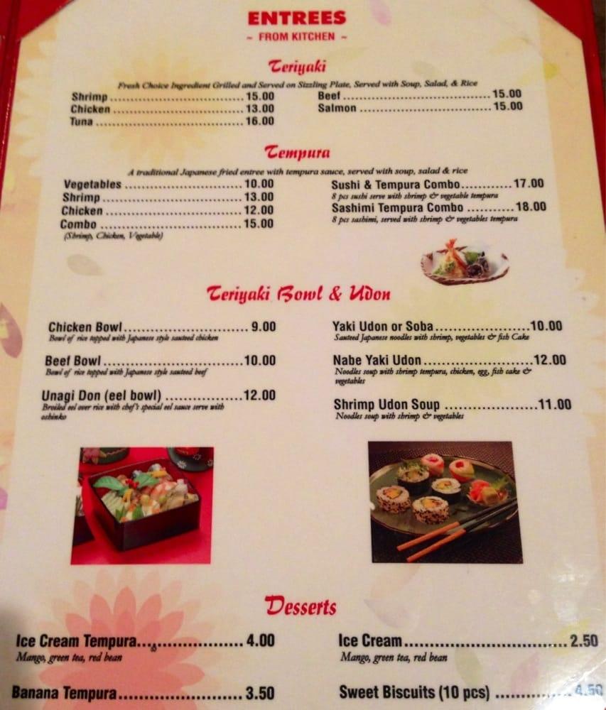 Menu at Edo Japanese Restaurant, Jackson