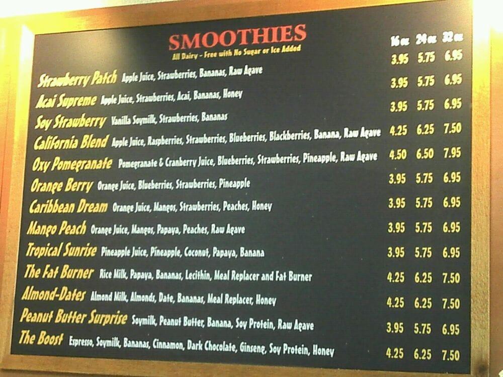 Menu at Picasso Naturals restaurant, San Diego