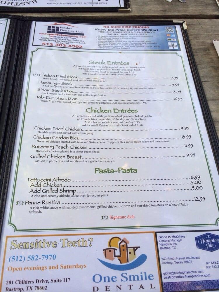 Menu at The Grace Miller, "Gracie's" desserts, Bastrop