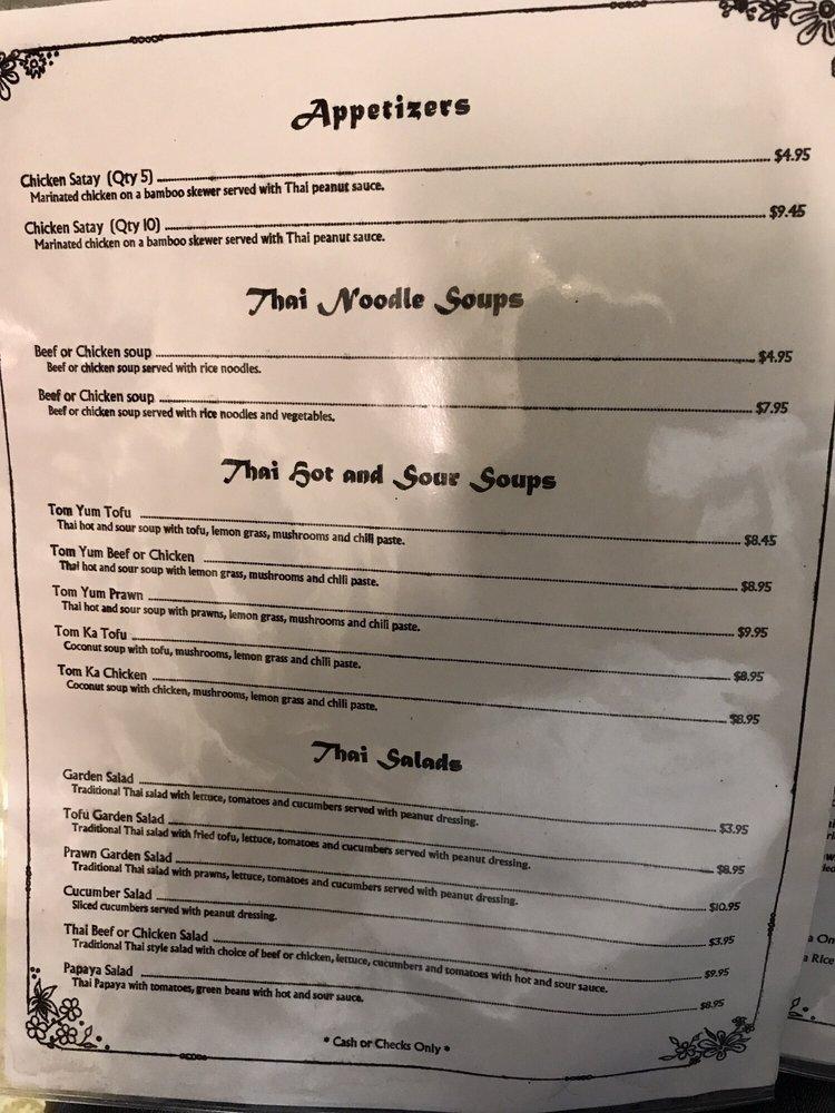 Menu at Bangkok 103 Cafe, College Place