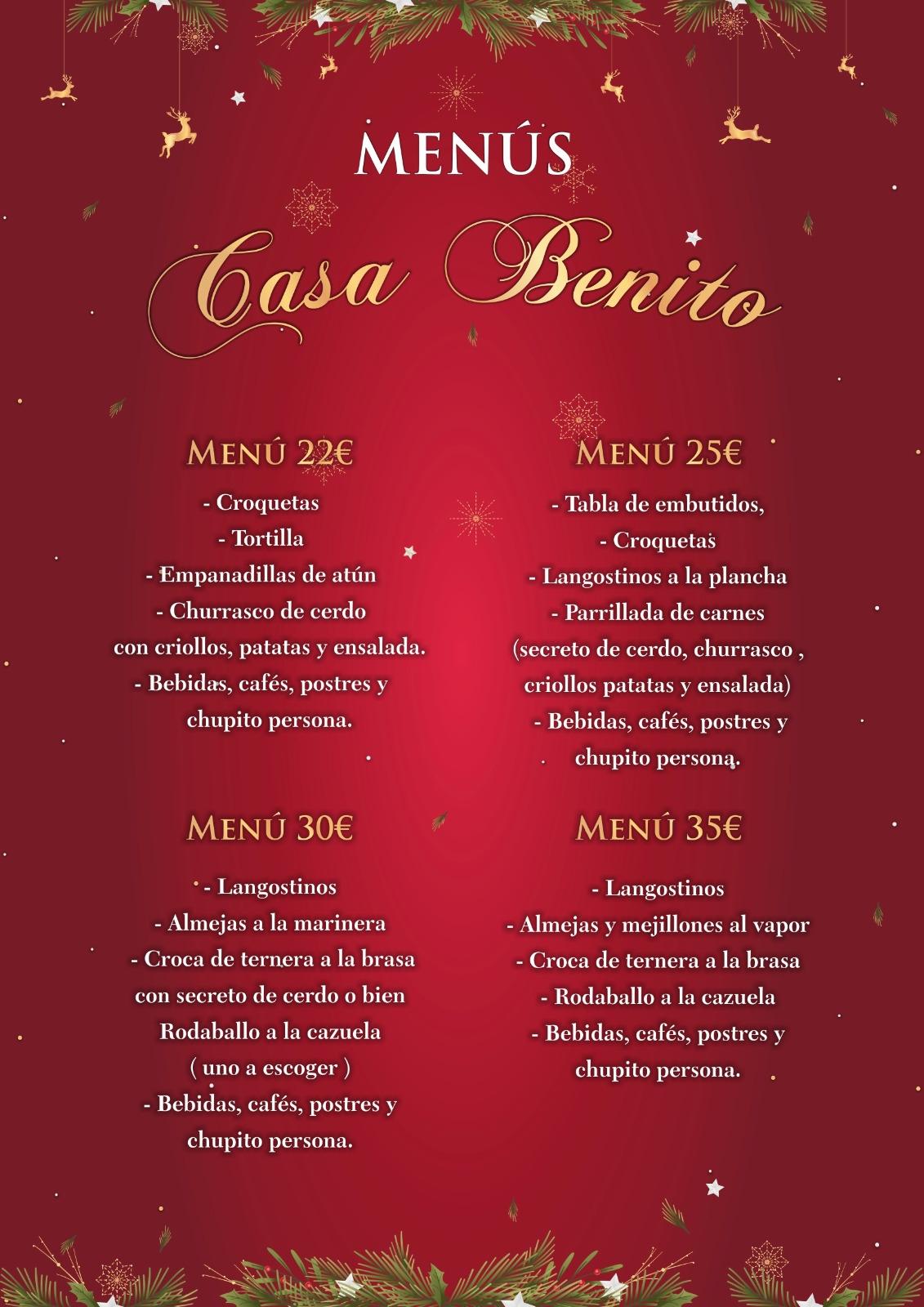 Carta del restaurante Casa Benito, Bueu