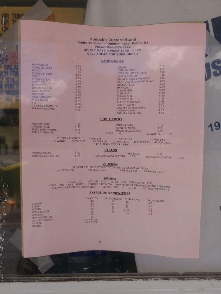 Menu at Hudock's Custard Stand fast food, Salem