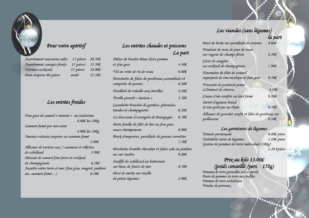 Carta del restaurante Le Vol au Vent, Nibas