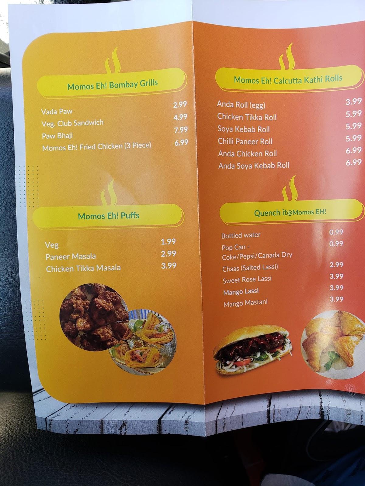 Menu at Momos Eh!! restaurant, Bowmanville