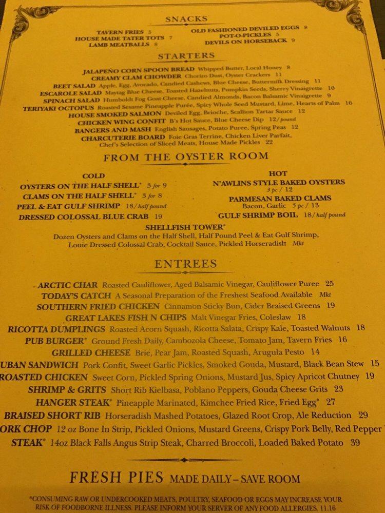 Menu at The Pearl restaurant, Columbus, 641 N High St