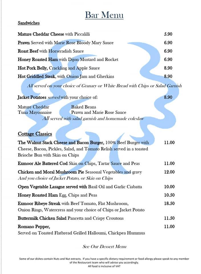 Menu at The Walnut Tree Hotel pub & bar, Bridgwater