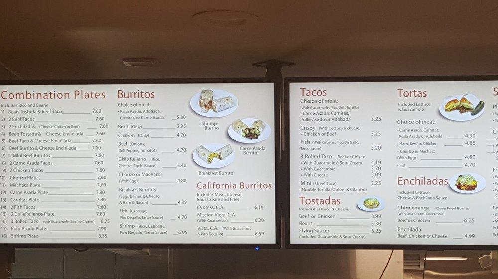 Menu at Albertaco's Mexican Food restaurant, Ridgecrest