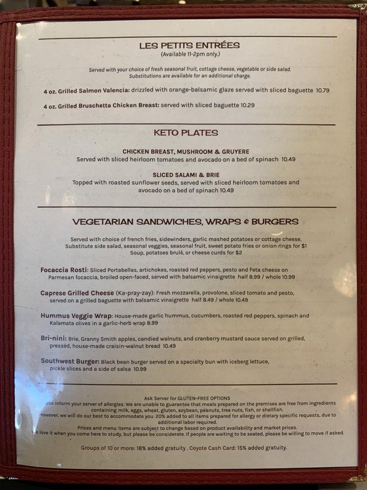 Menu at Café Brulé cafe, Vermillion, 24 W Main St