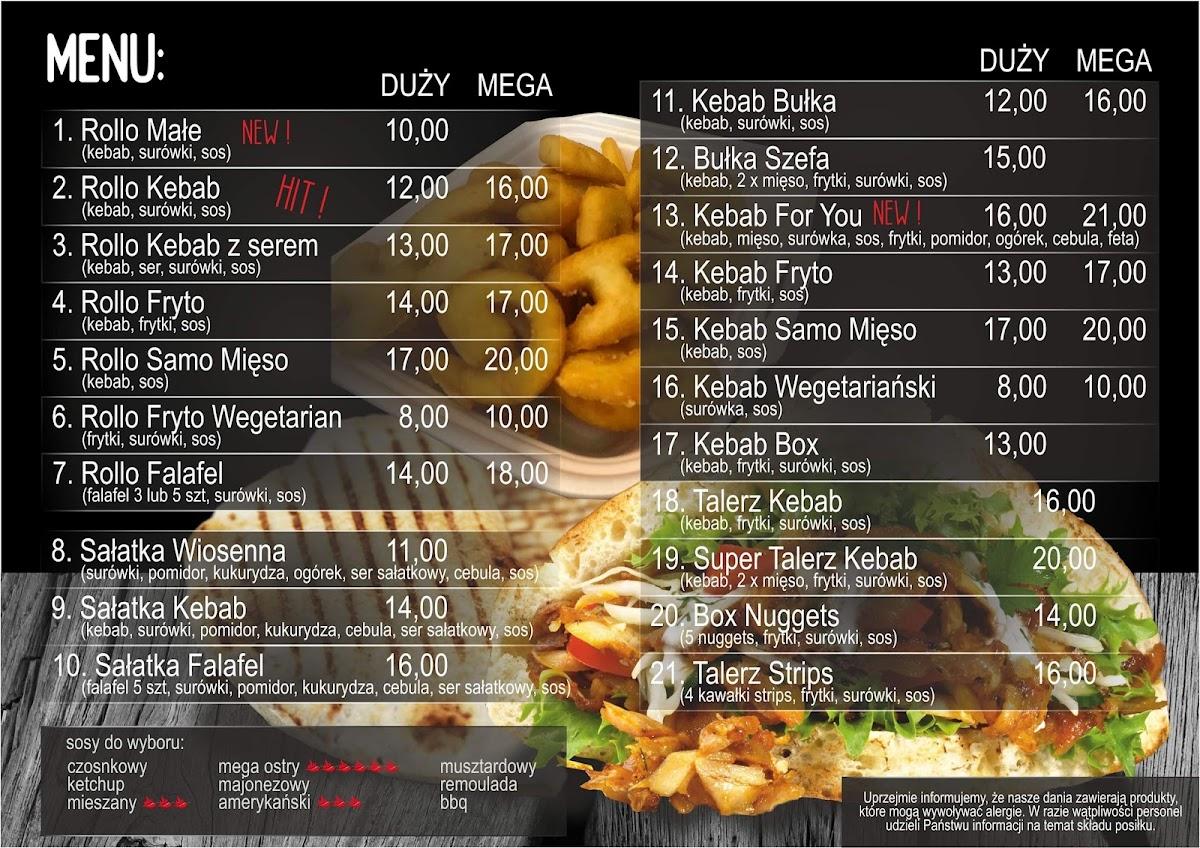 Menu at ForYou-Kebab restaurant, Radziejow