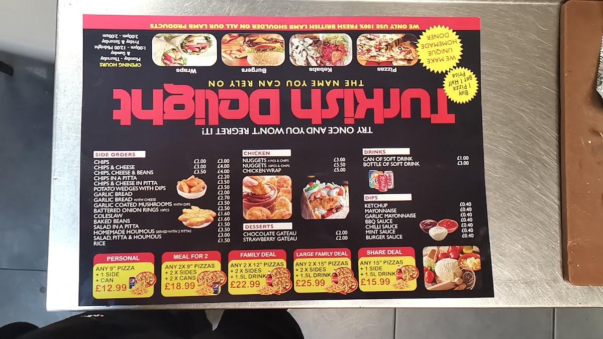 Menu at Turkish Delight fast food, Leighton Buzzard
