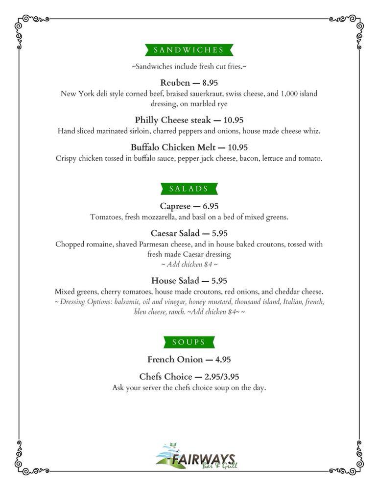 Menu at Fairways Bar & Grill, Everett