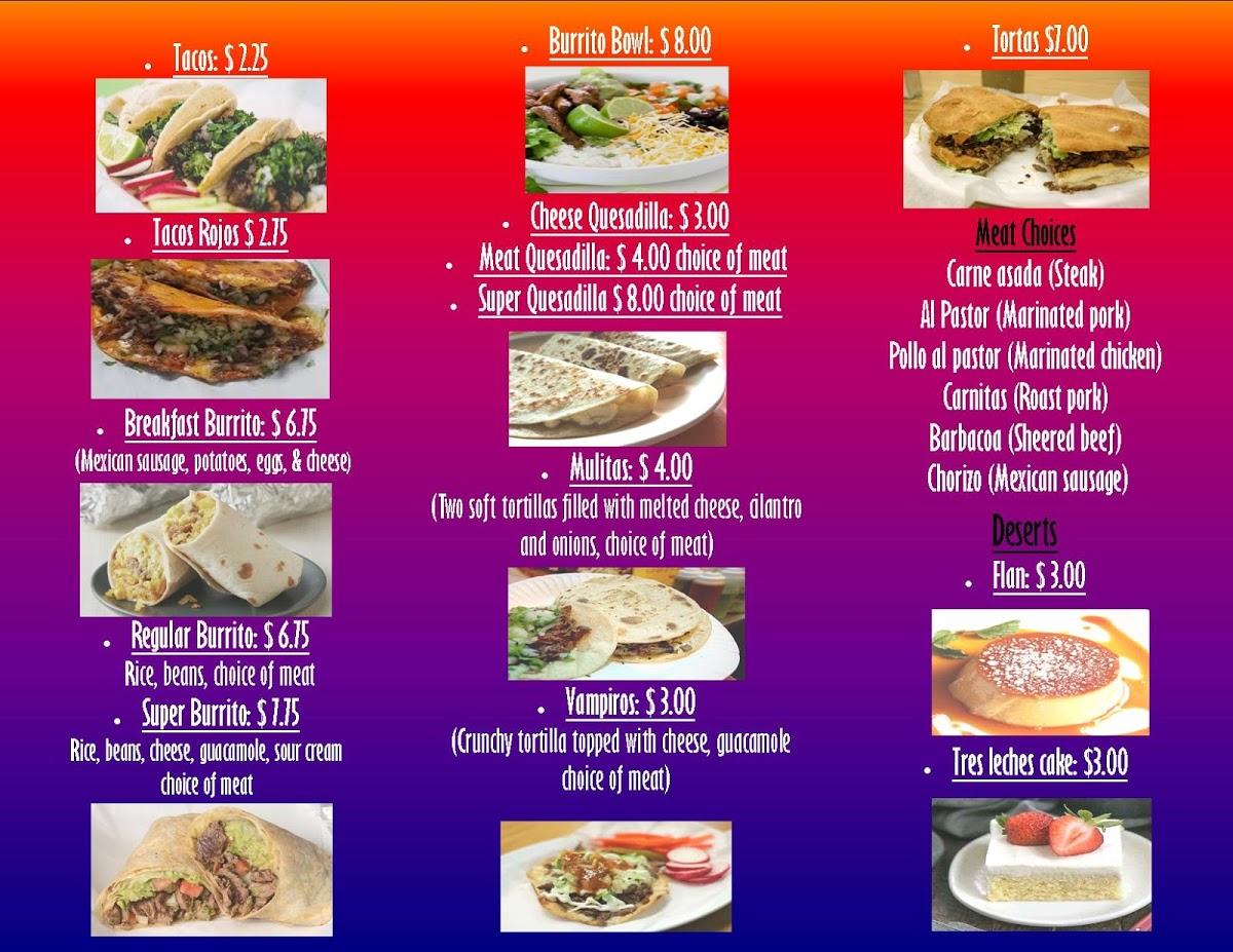 Menu at La Duranguense Tacos Y Mas restaurant, White City
