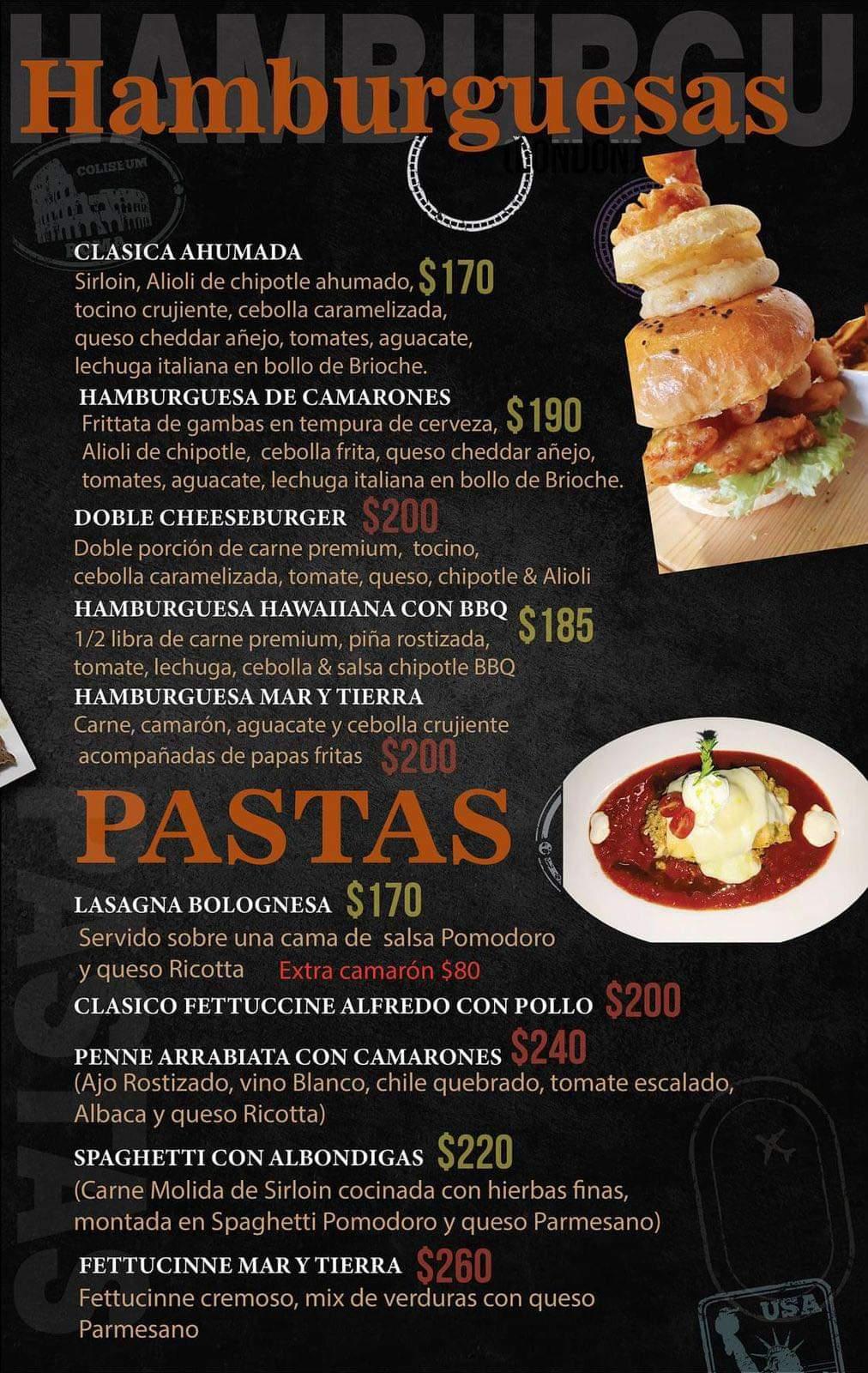 Menu at London café restaurant, Tijuana