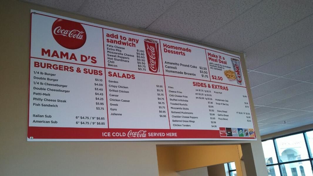 Menu at Mama D's restaurant, Lemont, Archer Ave