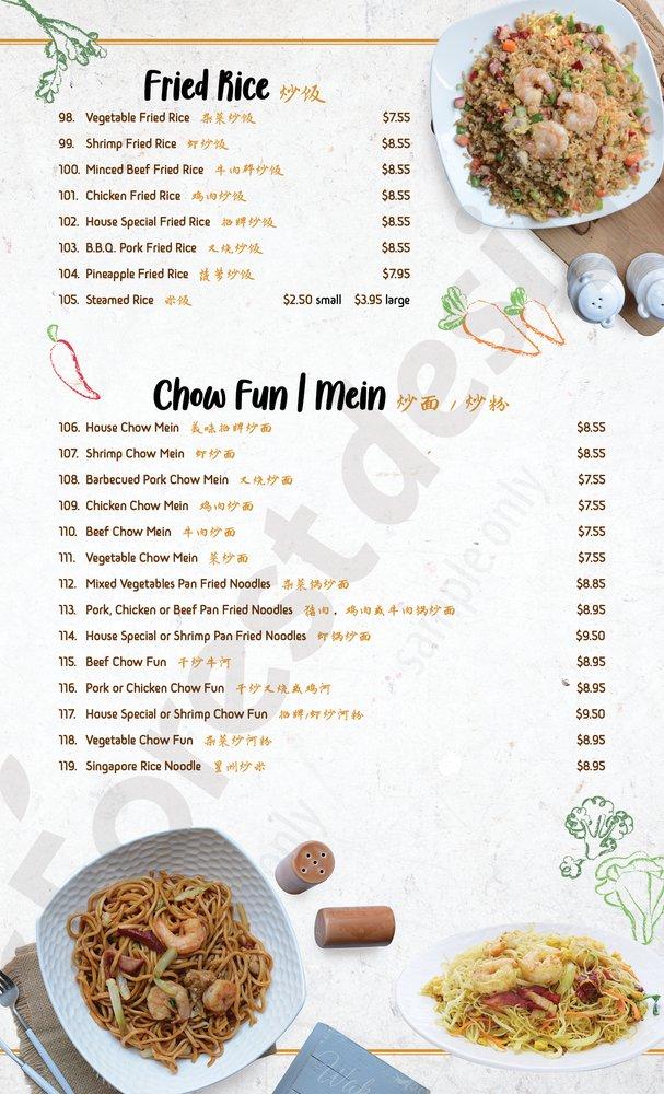 Menu at Mei Mei restaurant, Patterson