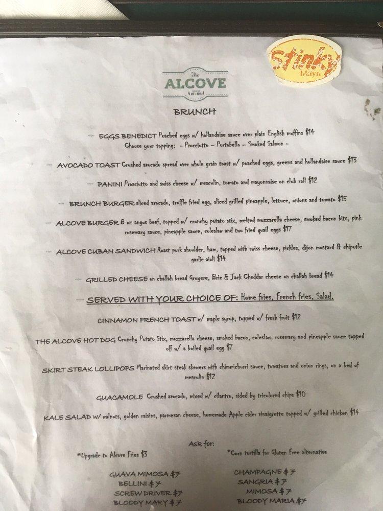 Menu at The Alcove pub & bar, New York City