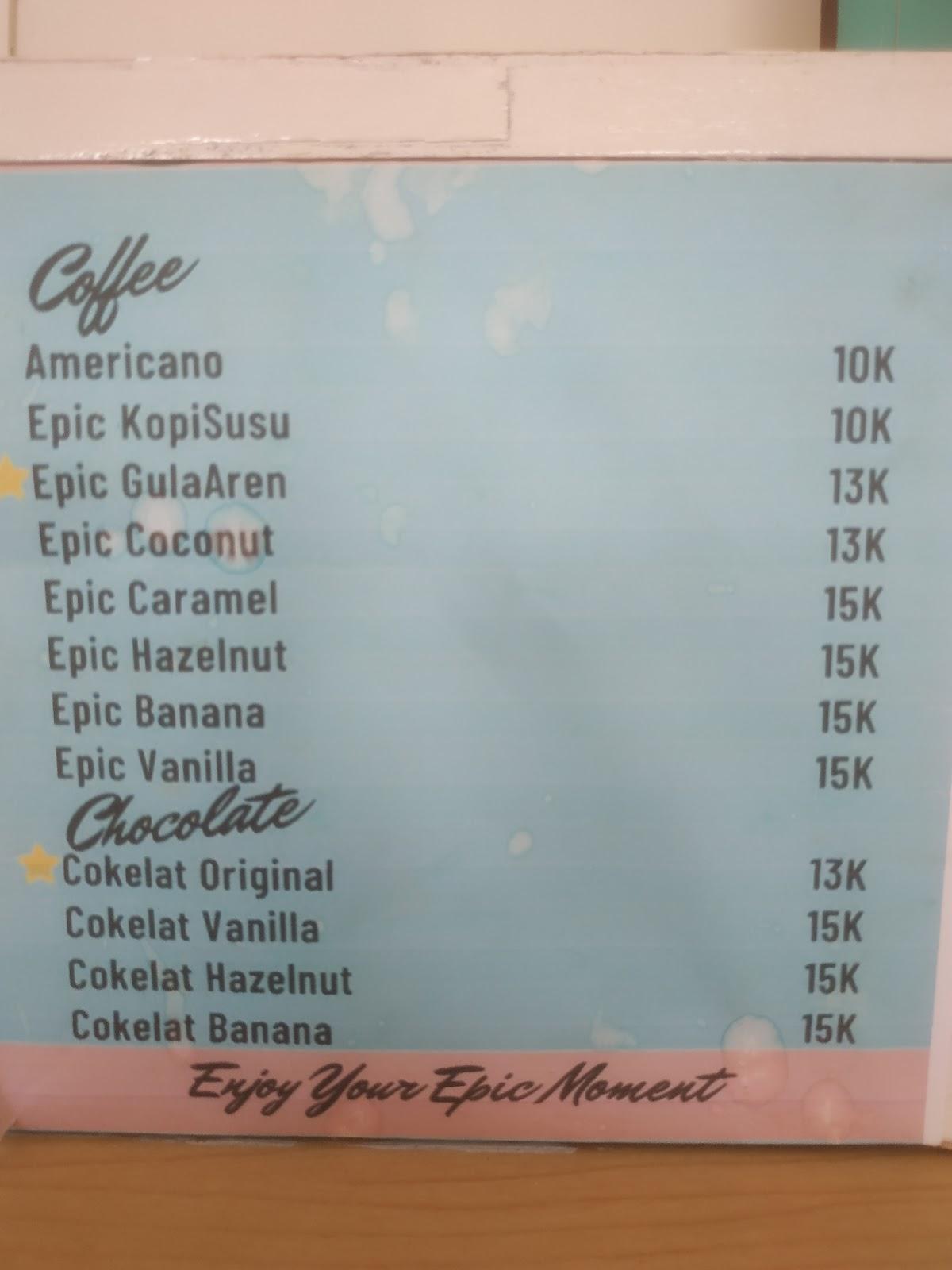 Menu at Kedai epic, Tarakan