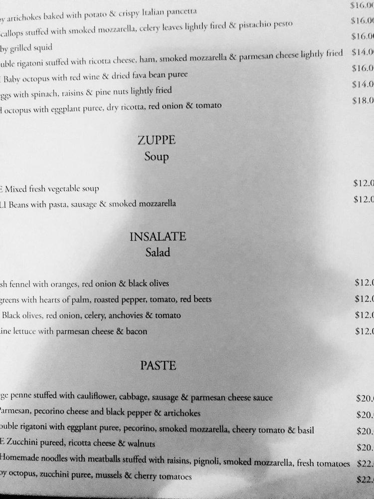 Menu at Da Raffaele restaurant, New York City