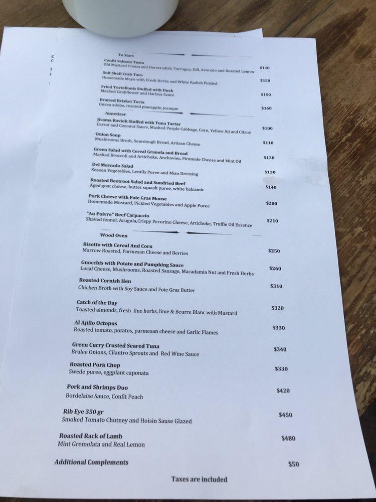 Carta del pub y bar Hotel El Palomar, San Miguel del Allende