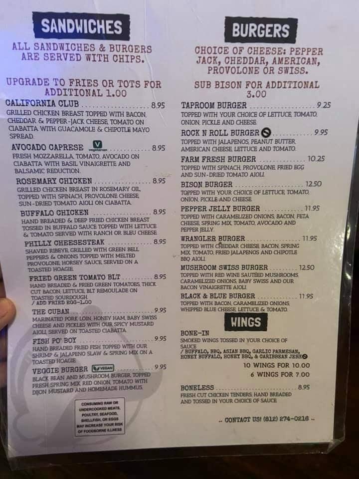 Menu at Off Broadway Taproom pub & bar, Madison