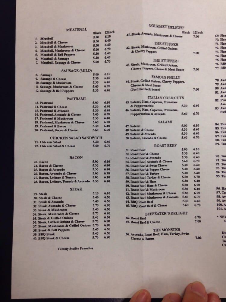 Menu at Tummy Stuffer restaurant, Riverside