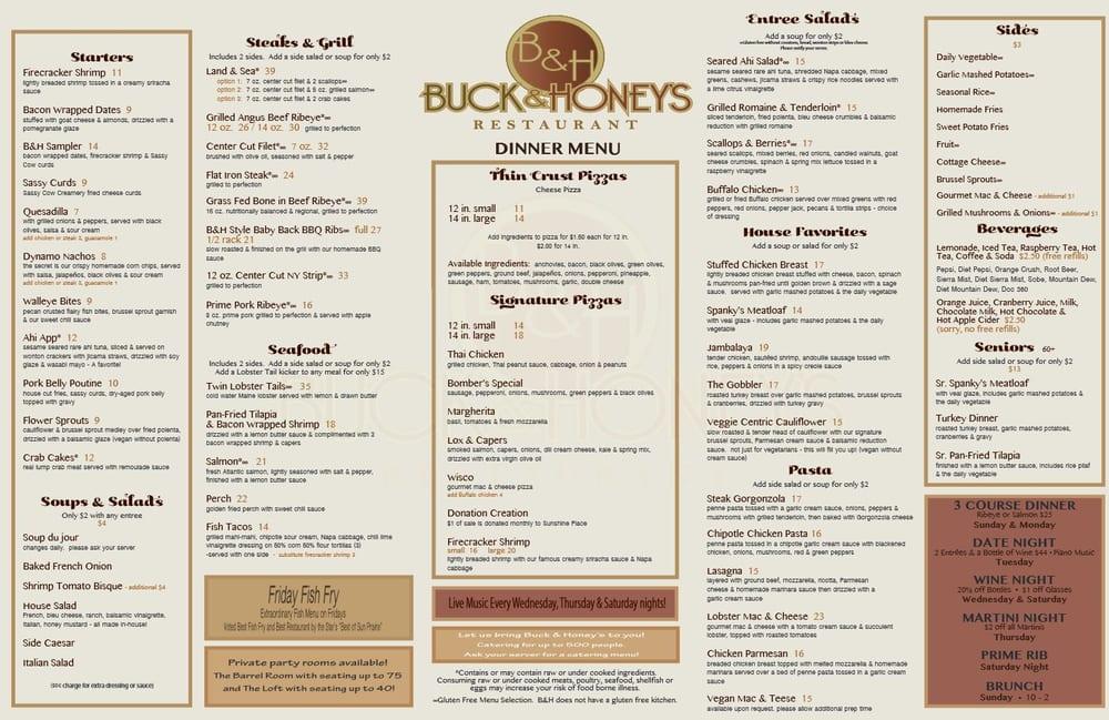 Carta del pub y bar Buck & Honey's - Sun Prairie, Sun Prairie, 804 ...