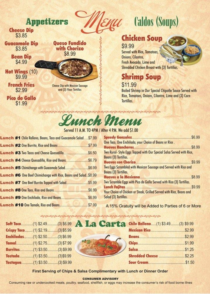 Menu at Casa Leon restaurant, Jacksonville, Mayport Rd