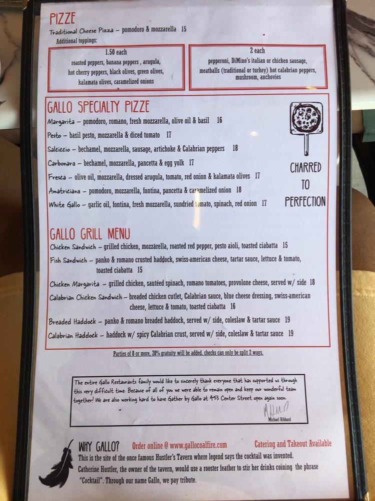 Menu at Gallo Coal Fire Kitchen pizzeria, Lewiston