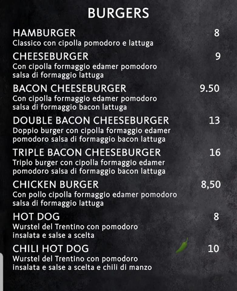 Menu at Jammin' restaurant, Castellanza