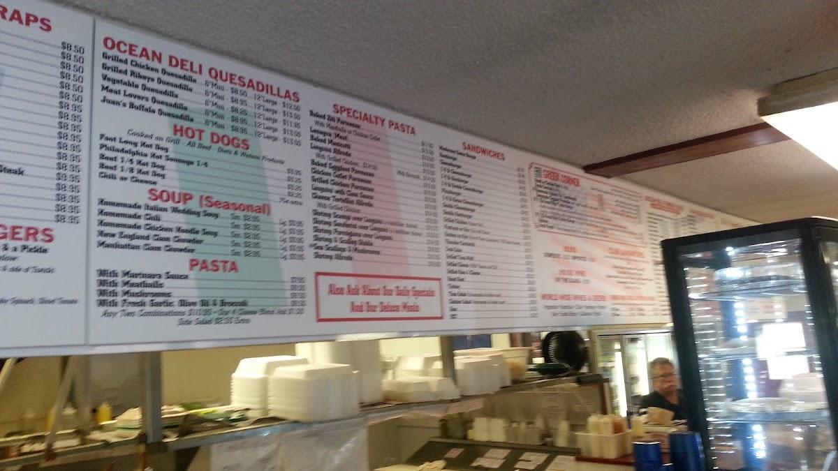 Menu at Ocean Deli pizzeria, Wallops Island