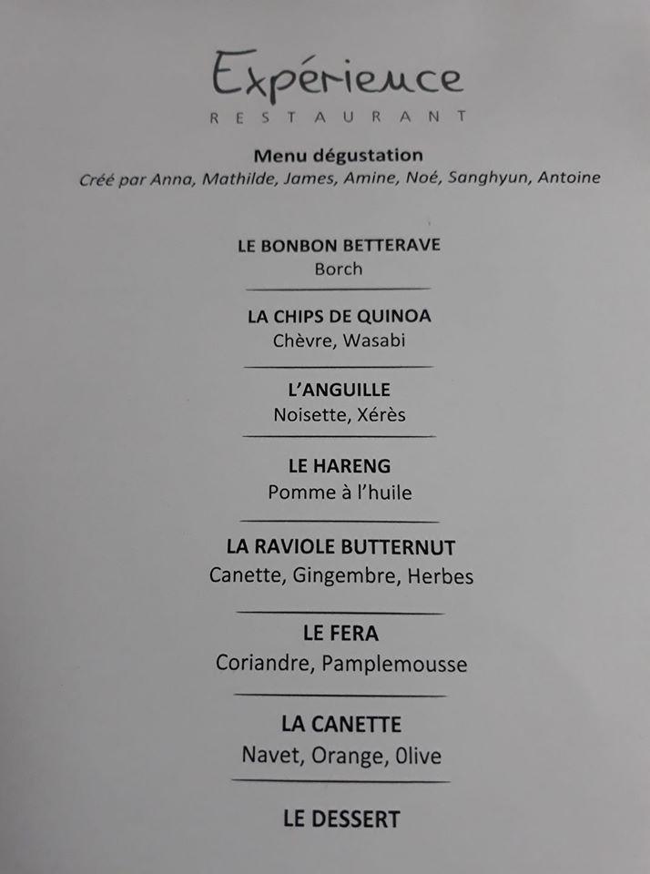 Menu au Expérience - Institut Lyfe restaurant, Écully, 1A chemin de ...