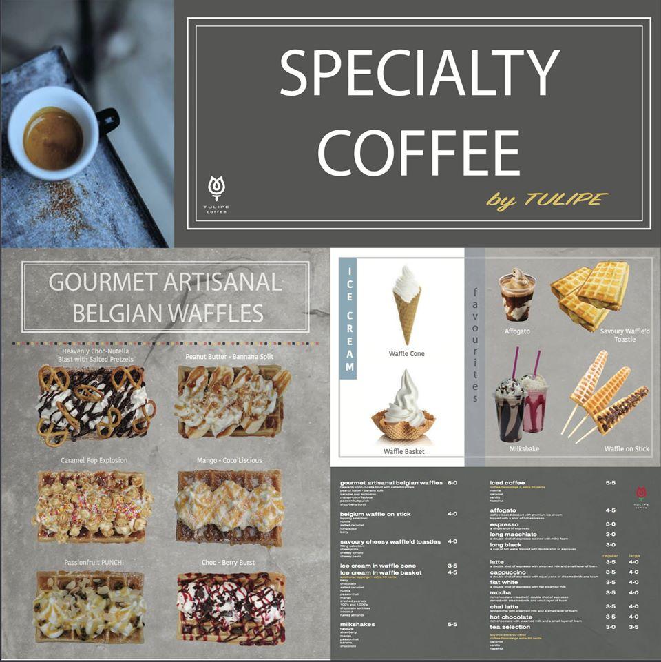 Menu at Tulipe Coffee, Barwon Heads
