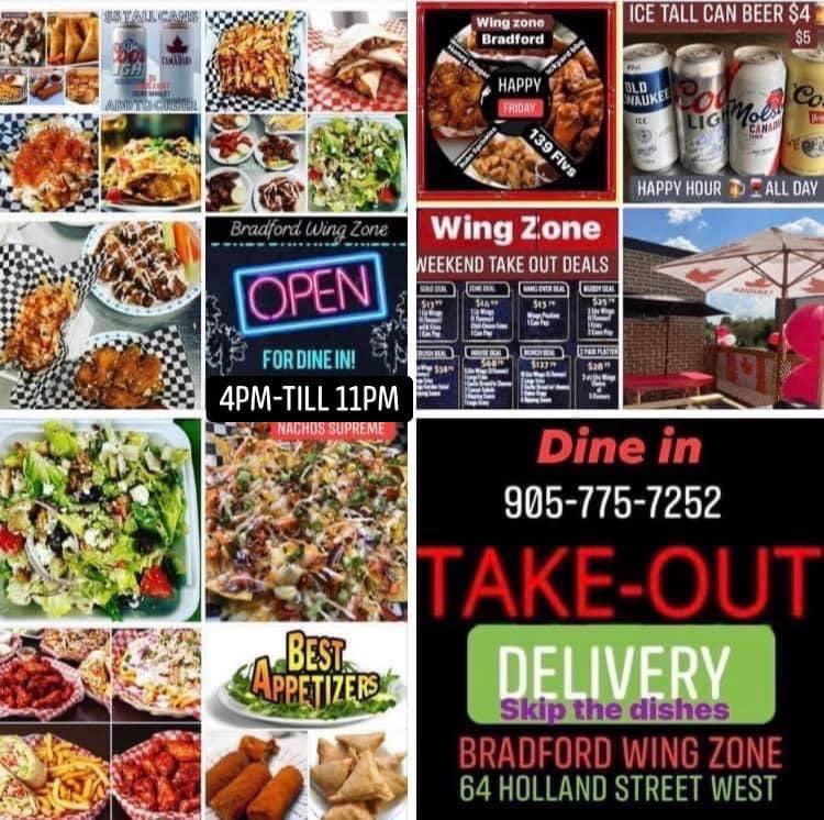 Menu au Wing zone pub et bar, Bradford West Gwillimbury