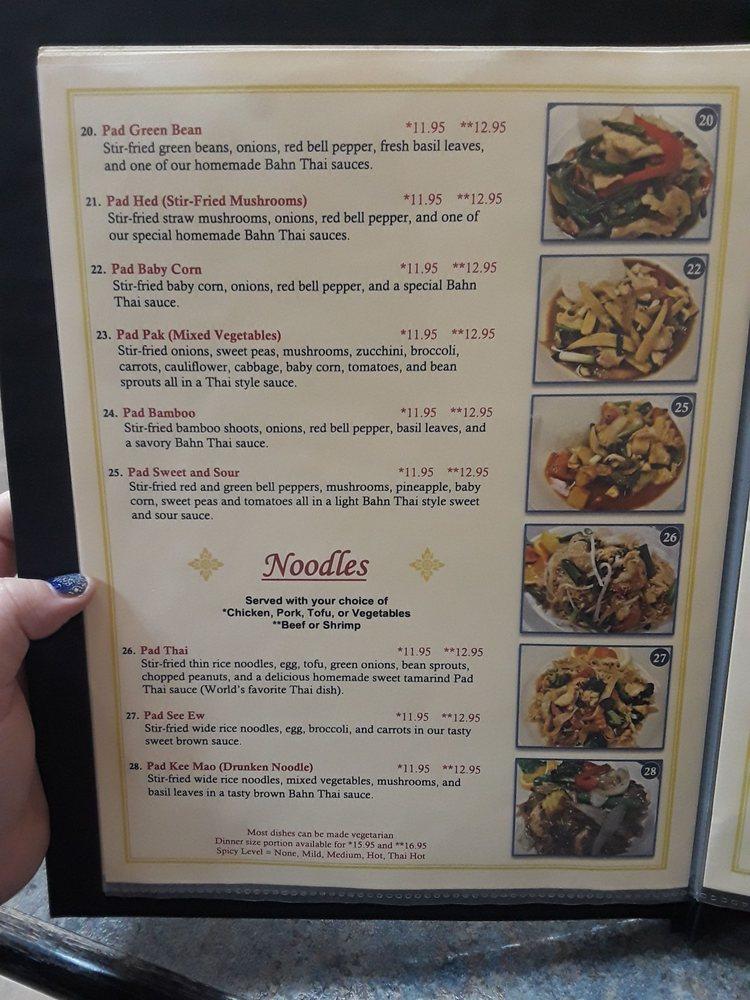 Menu at Bahn Thai Express(College Road) restaurant, Fairbanks
