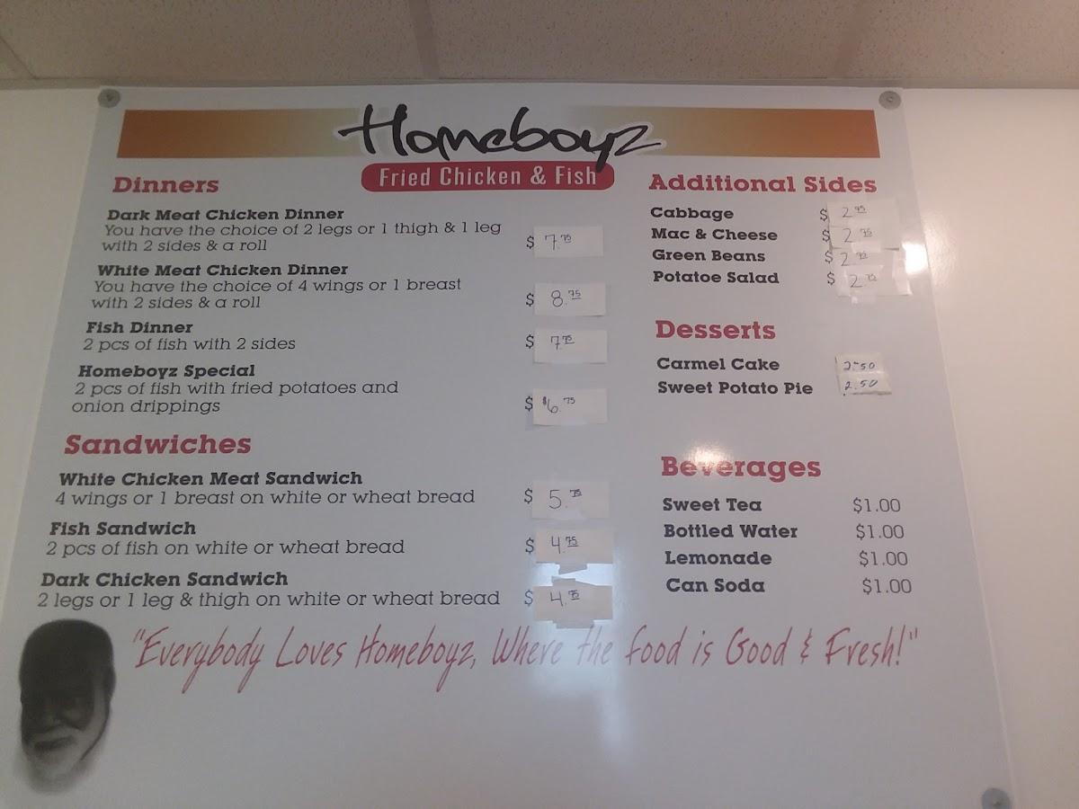 Menu at Homeboyz Fried Chicken and Fish desserts, Columbus