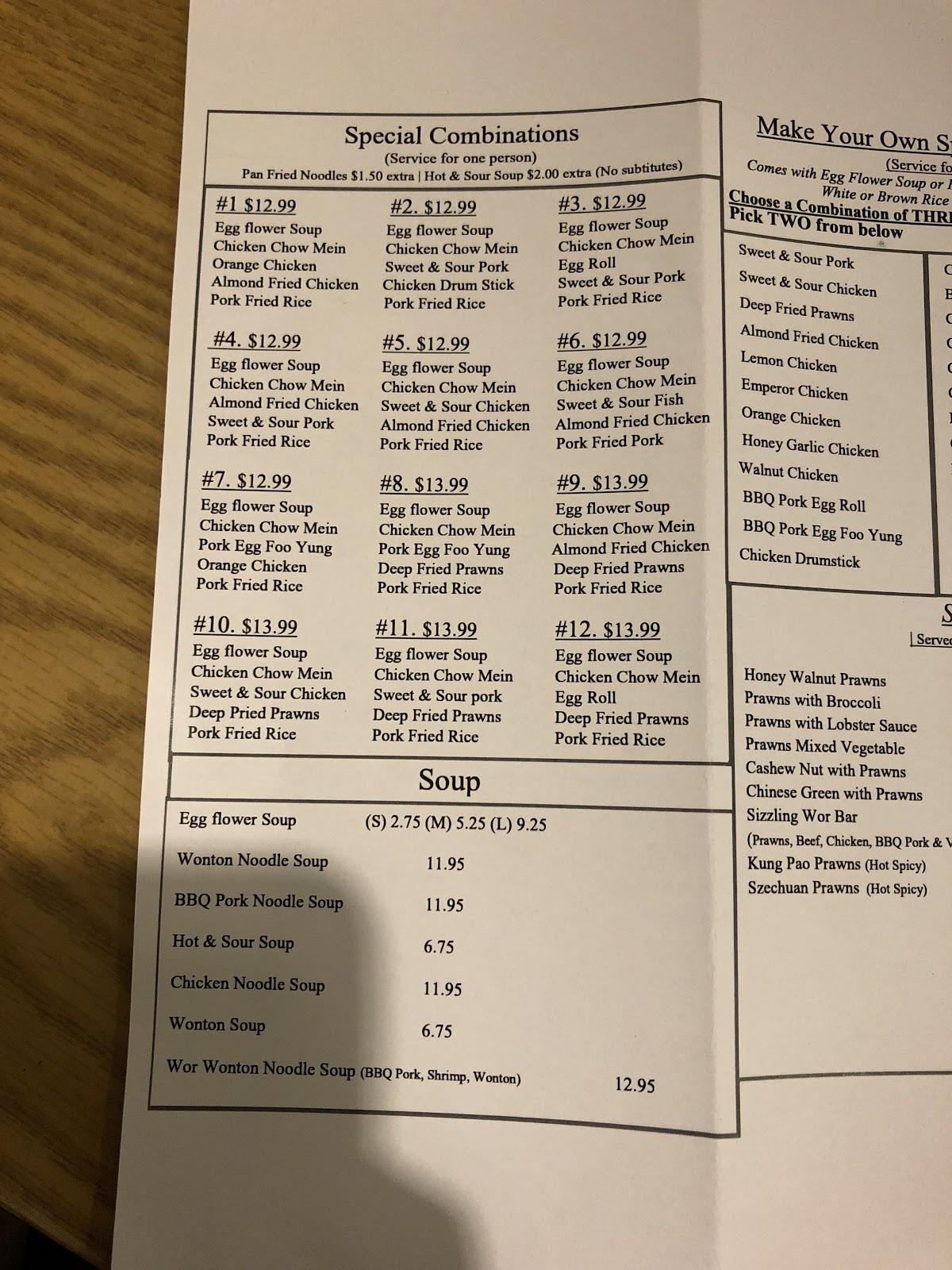 Menu at Kowloon Inn restaurant, Ferndale