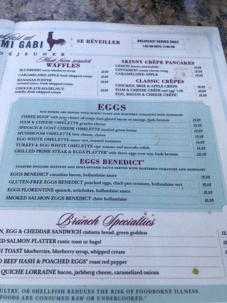 Menu at Mon Ami Gabi steakhouse, Las Vegas, S Las Vegas Blvd South