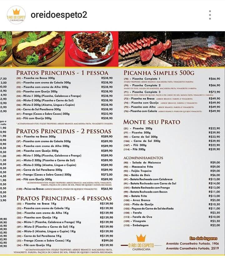 Menu em O Rei do Espeto restaurante, Belém, Entre 14 de Março e ...