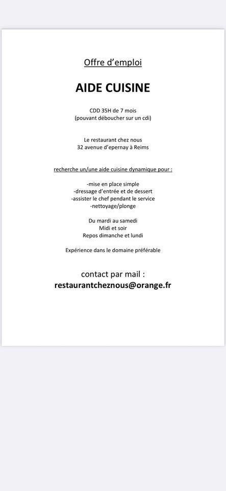 Menu au Restaurant Chez Nous, Reims