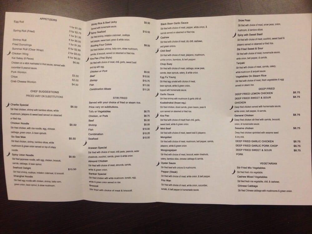 Menu at Thai Arawan restaurant, Garden City, 902 E Fulton St Building A
