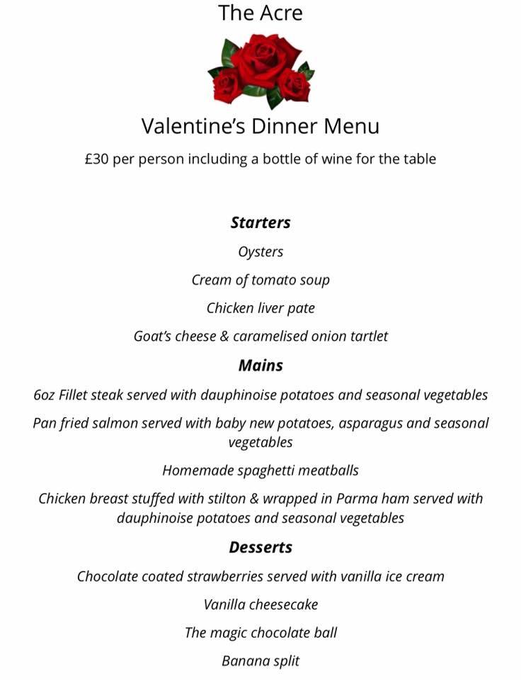 Menu at The Acre pub & bar, March