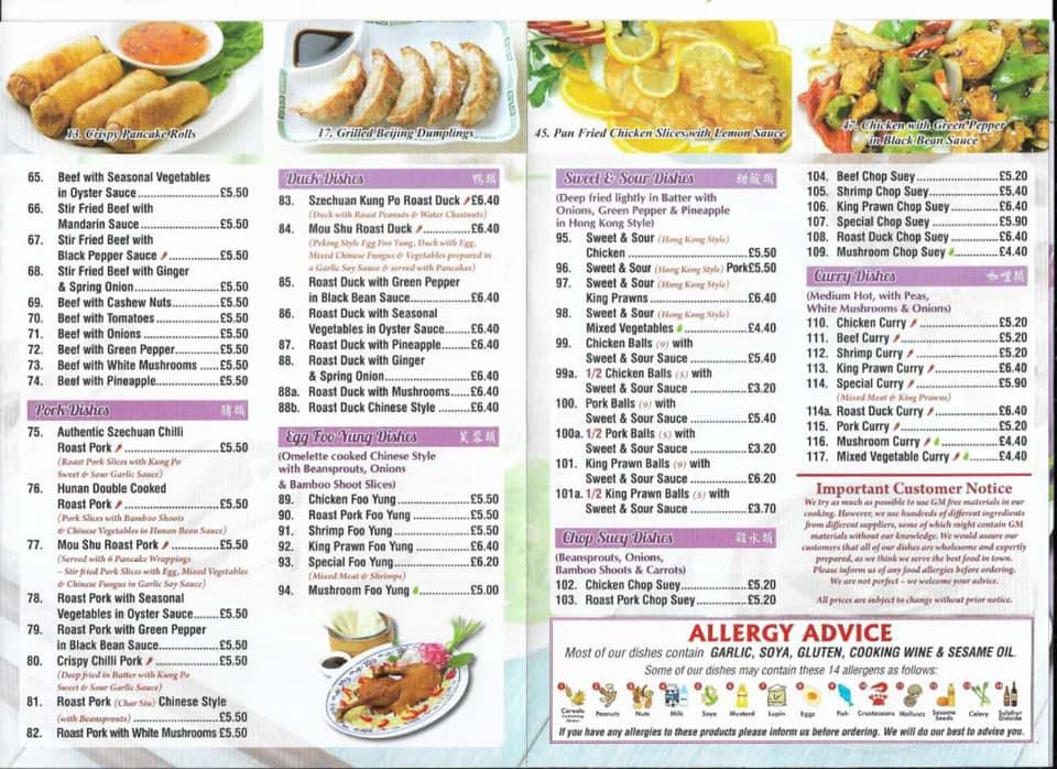 Menu at The Pearl Chinese Takeaway fast food, Kempston