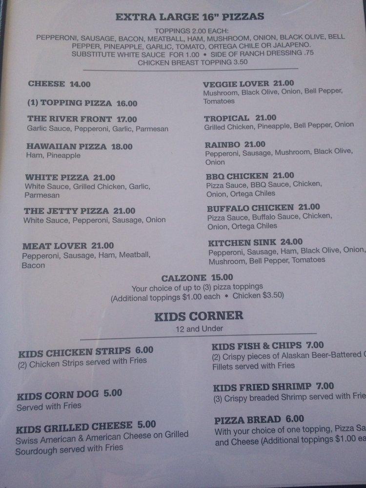 Menu at The Riverfront Cafe, Needles