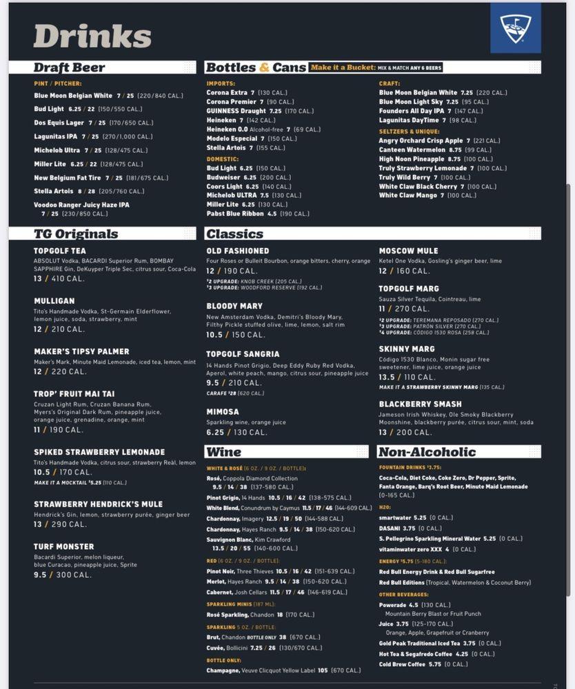 Menu at Topgolf pub & bar, Renton