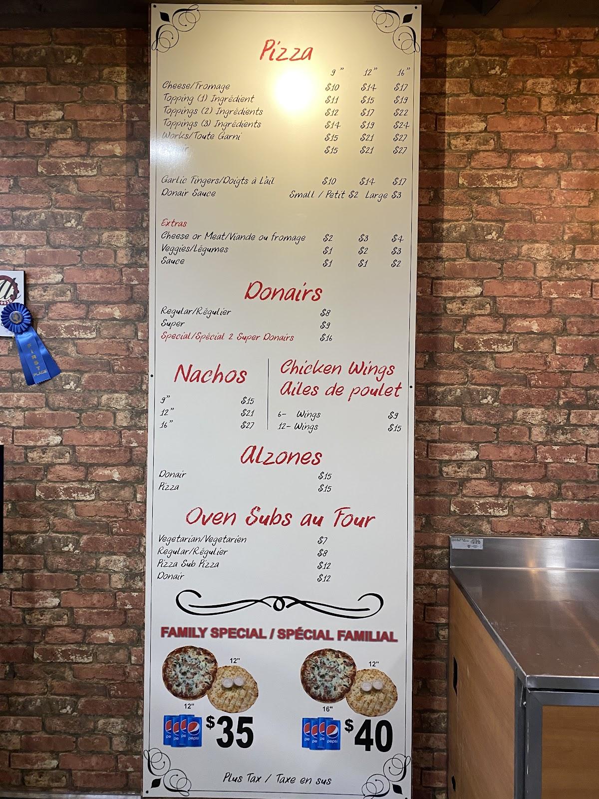 Menu at Al's Pizzeria, Campbellton